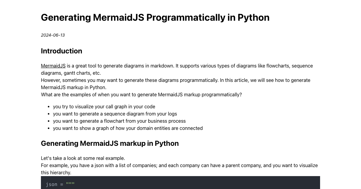 Generating MermaidJS Programmatically in Python