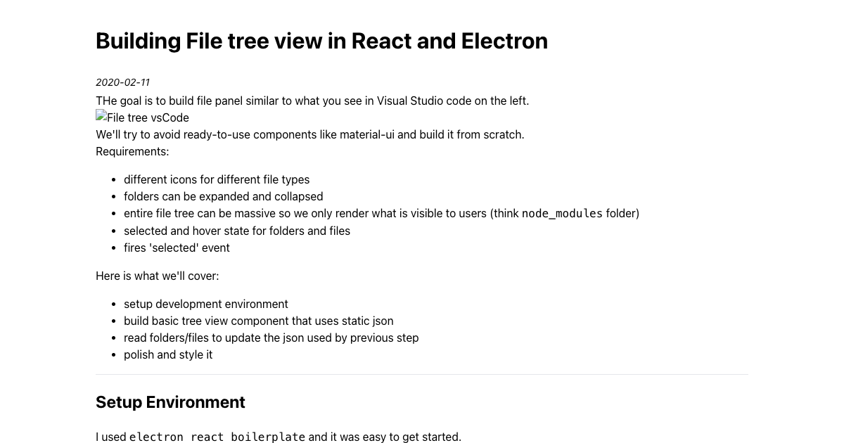 Building File tree view in React and Electron