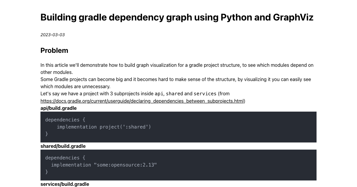 Building gradle dependency graph using Python and GraphViz