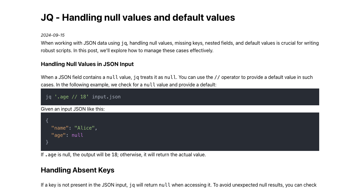 JQ - Handling null values and default values