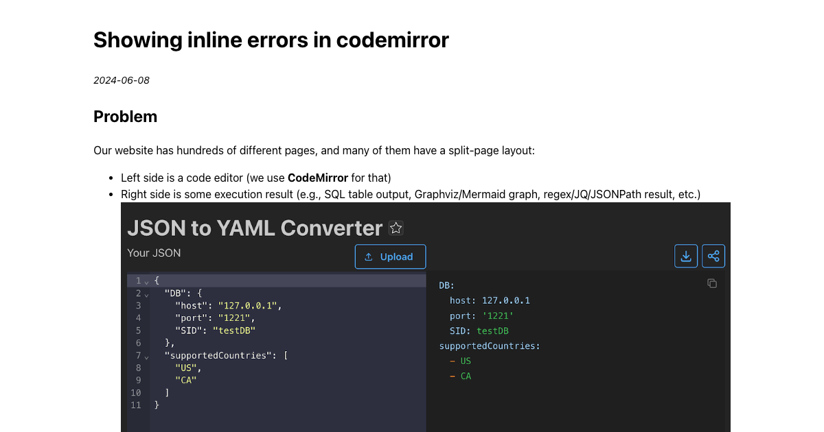 Showing inline errors in codemirror