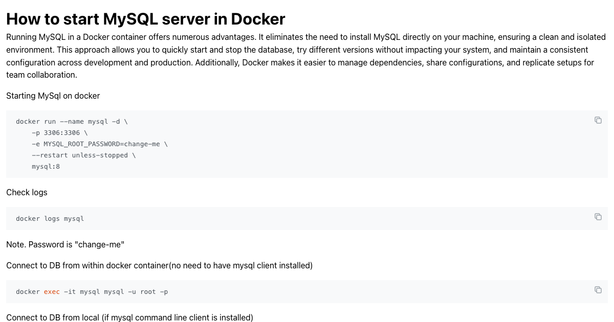 How to start MySQL server in Docker