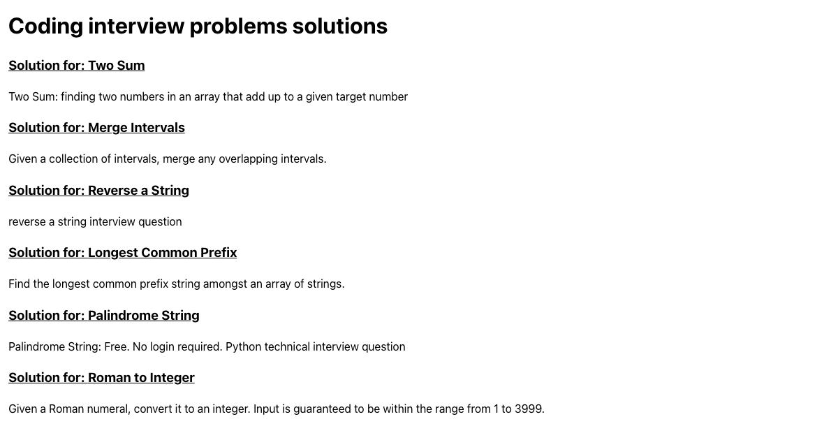 Coding interview problems solutions