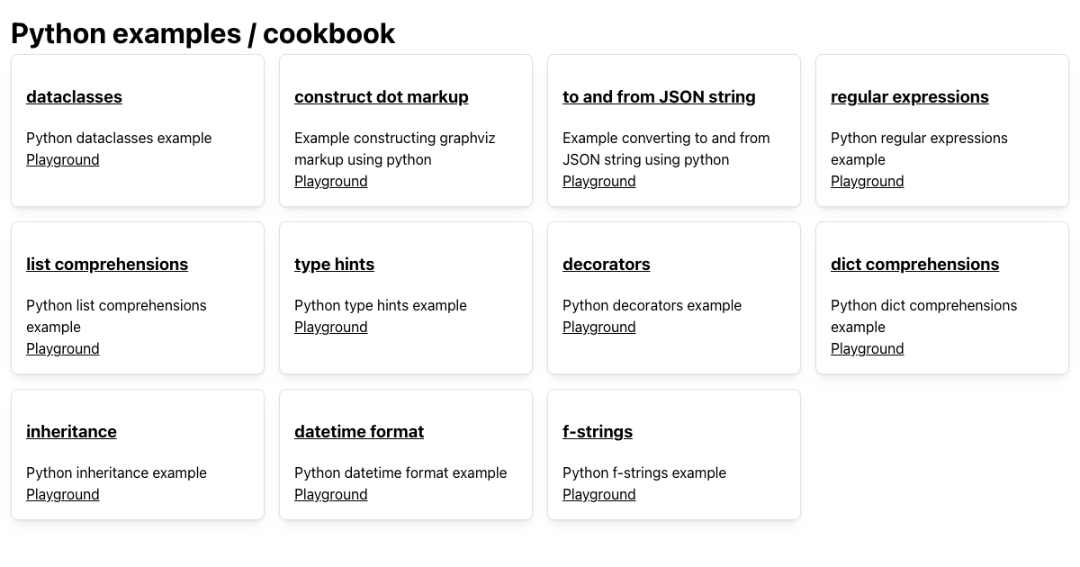 Python examples / cookbook