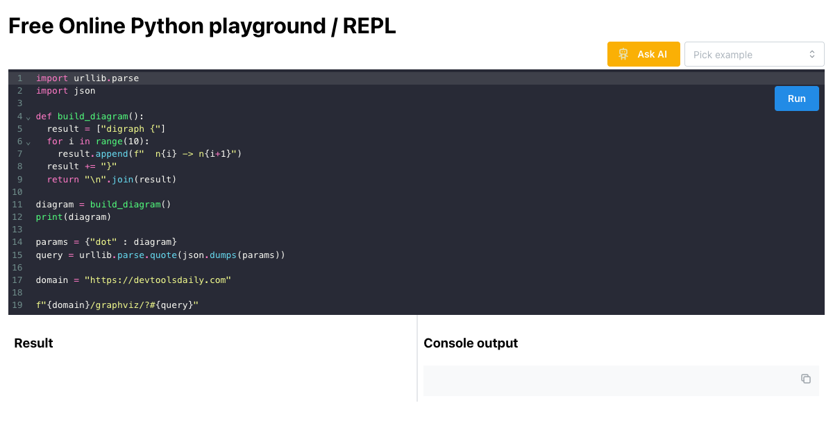 Free Online Python playground / REPL