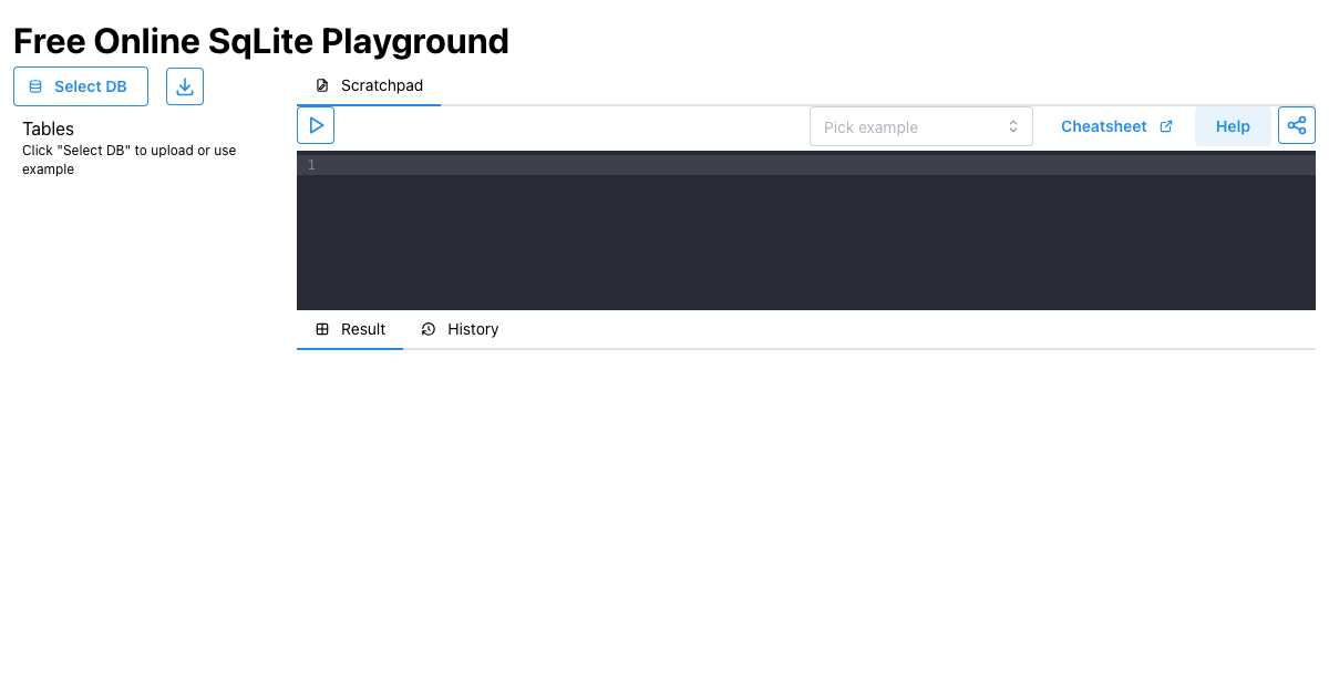 Free Online SqLite Playground