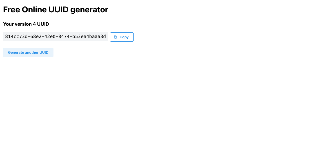 Free Online UUID generator